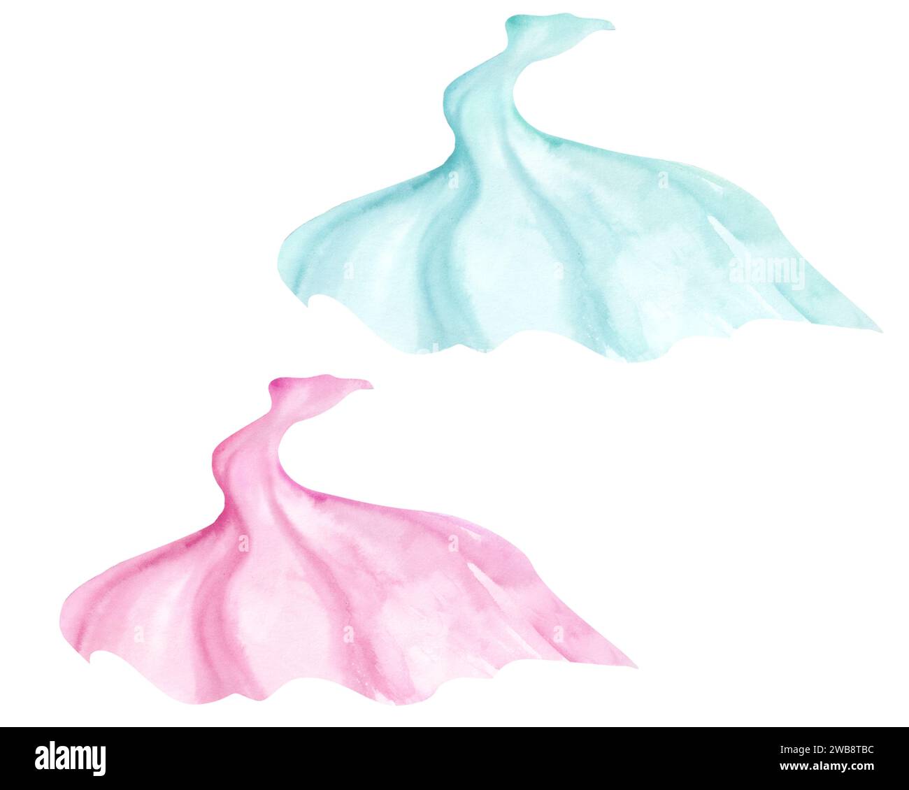 Hand drawn watercolor painting of woven fabric in pink and mint color ...