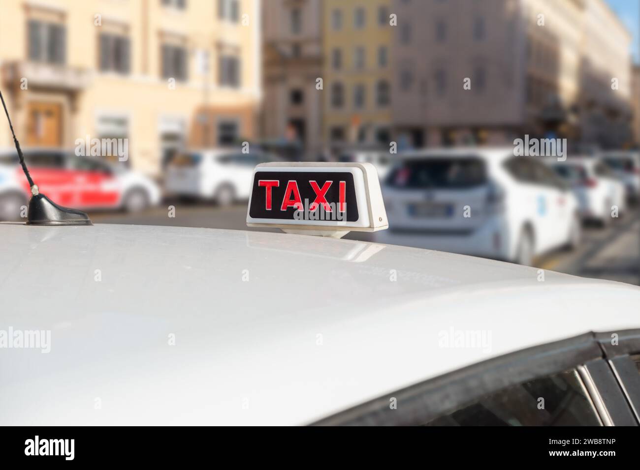 Italian white taxi. Taxi stand, Italy Stock Photo - Alamy