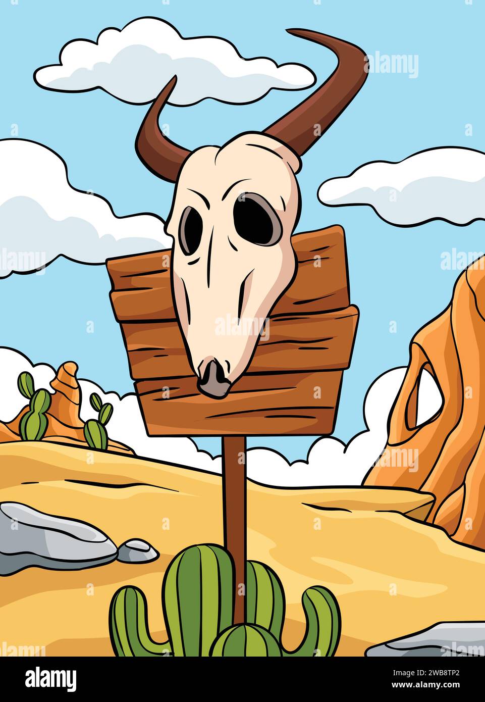 Cowboy Bull Skull Colored Cartoon Illustration Stock Vector Image & Art ...