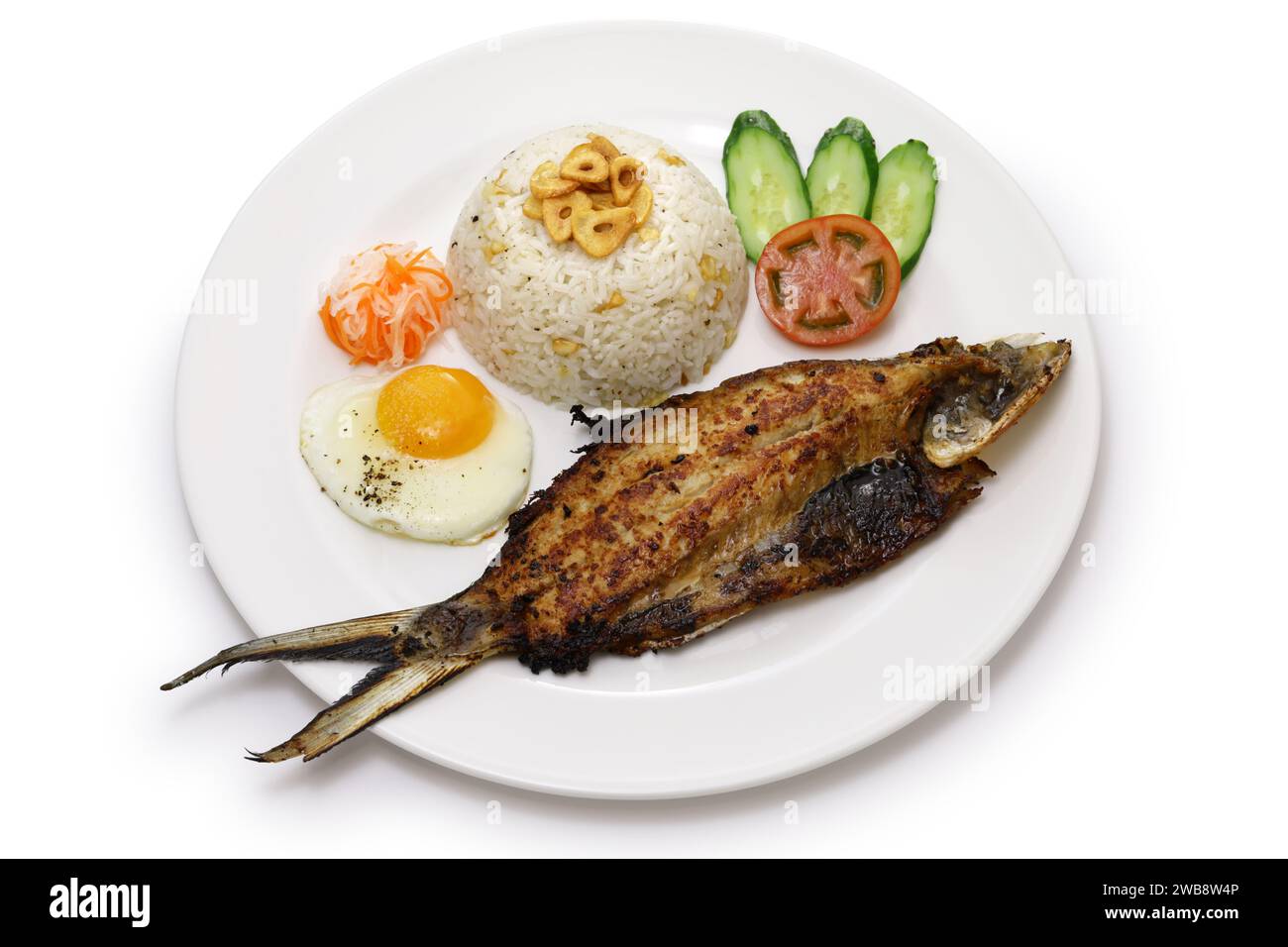 Bangsilog (milkfish, fried rice, and egg), traditional Filipino ...