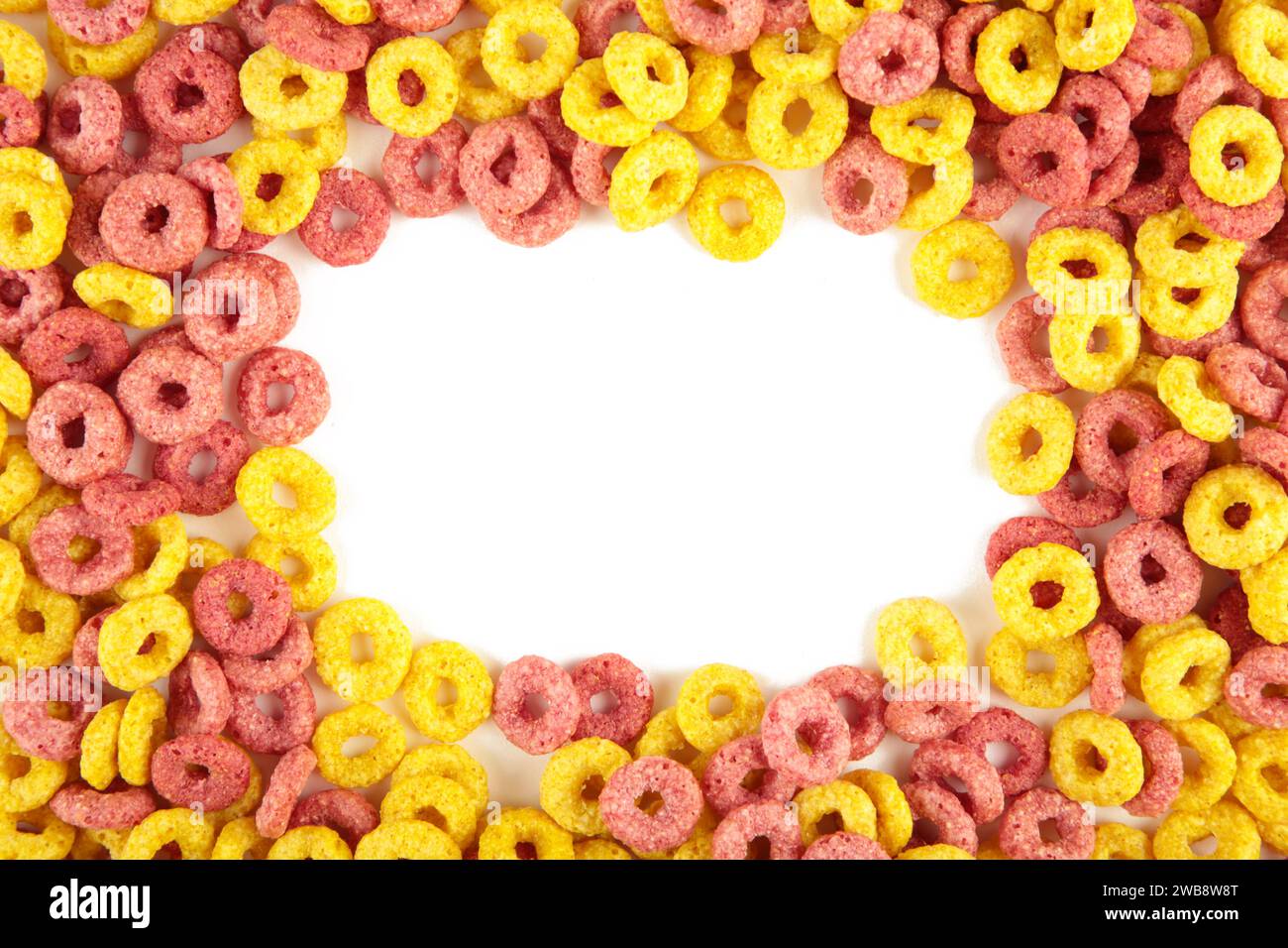 Colorful cereal loop rings, breakfast food isolated on white background ...
