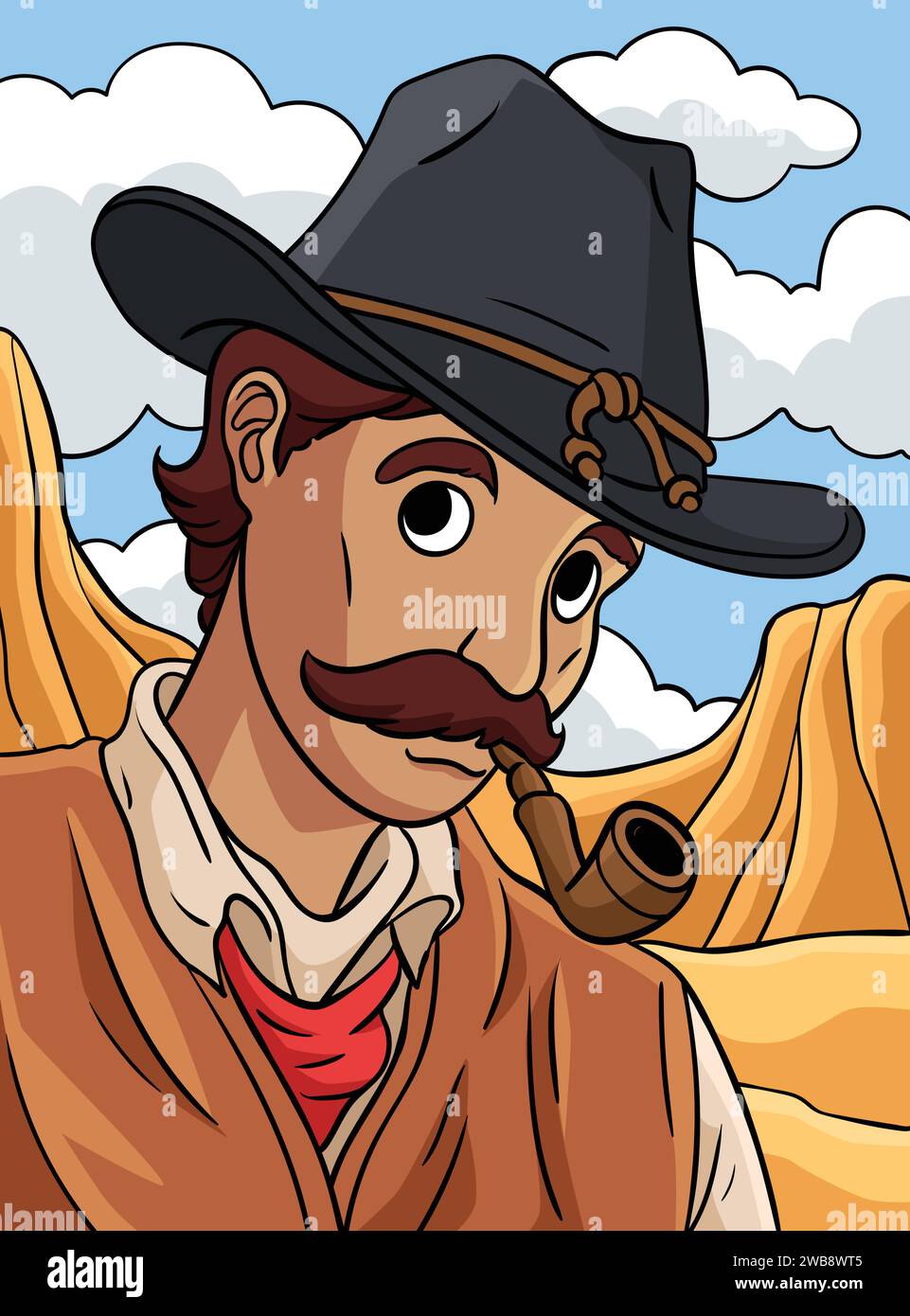 Cowboy with a Tobacco Pipe Colored Cartoon Stock Vector Image & Art - Alamy