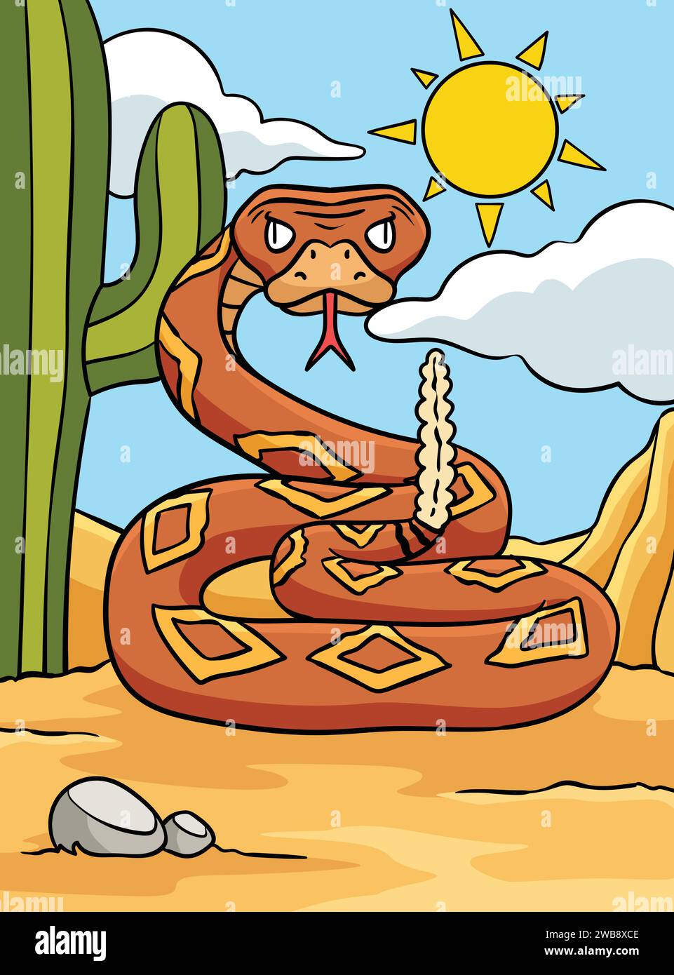 Cowboy Viper Snake Colored Cartoon Illustration Stock Vector Image ...