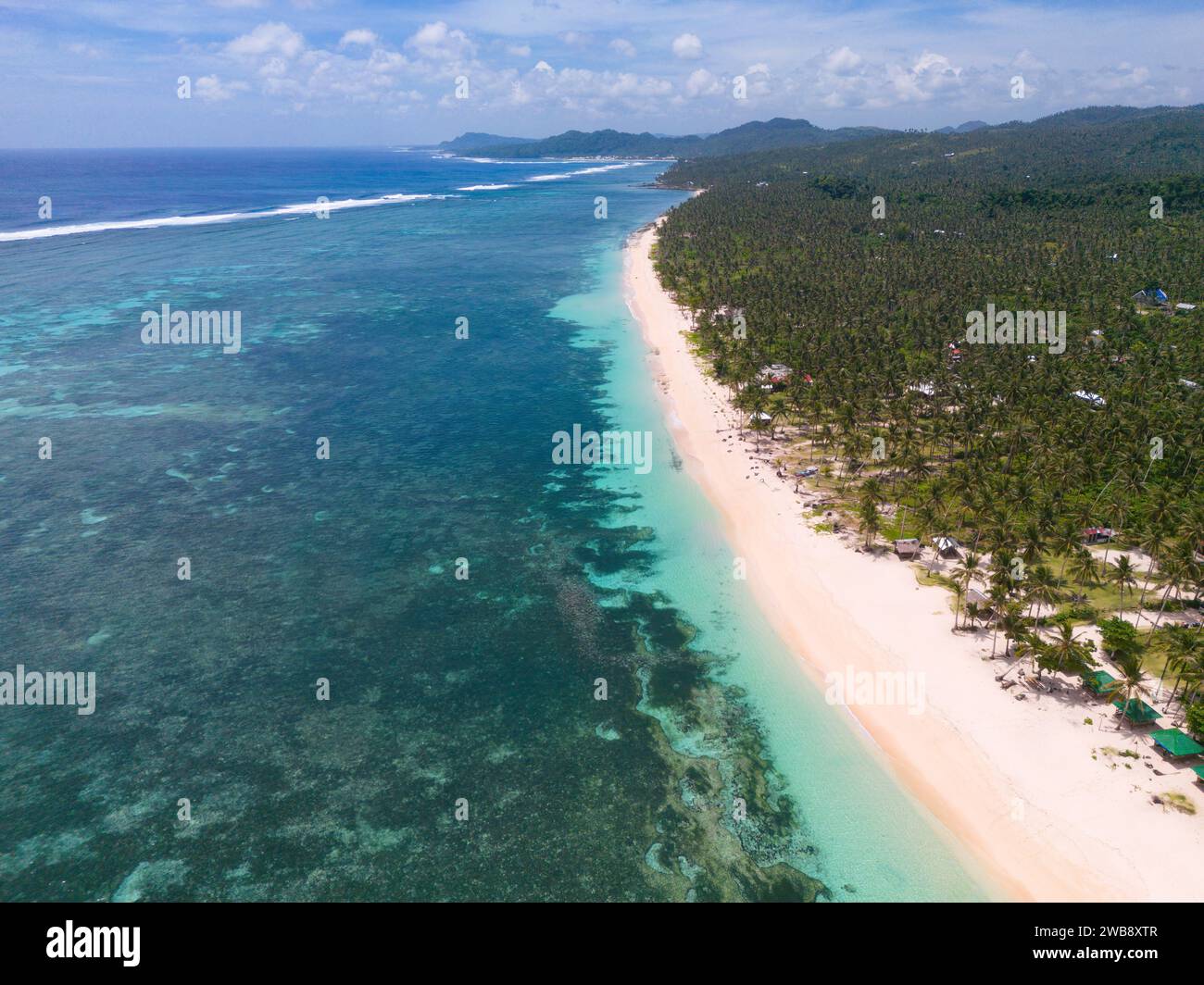 An aerial view of Alegria Beach, Siargao Island, Philippines Stock ...