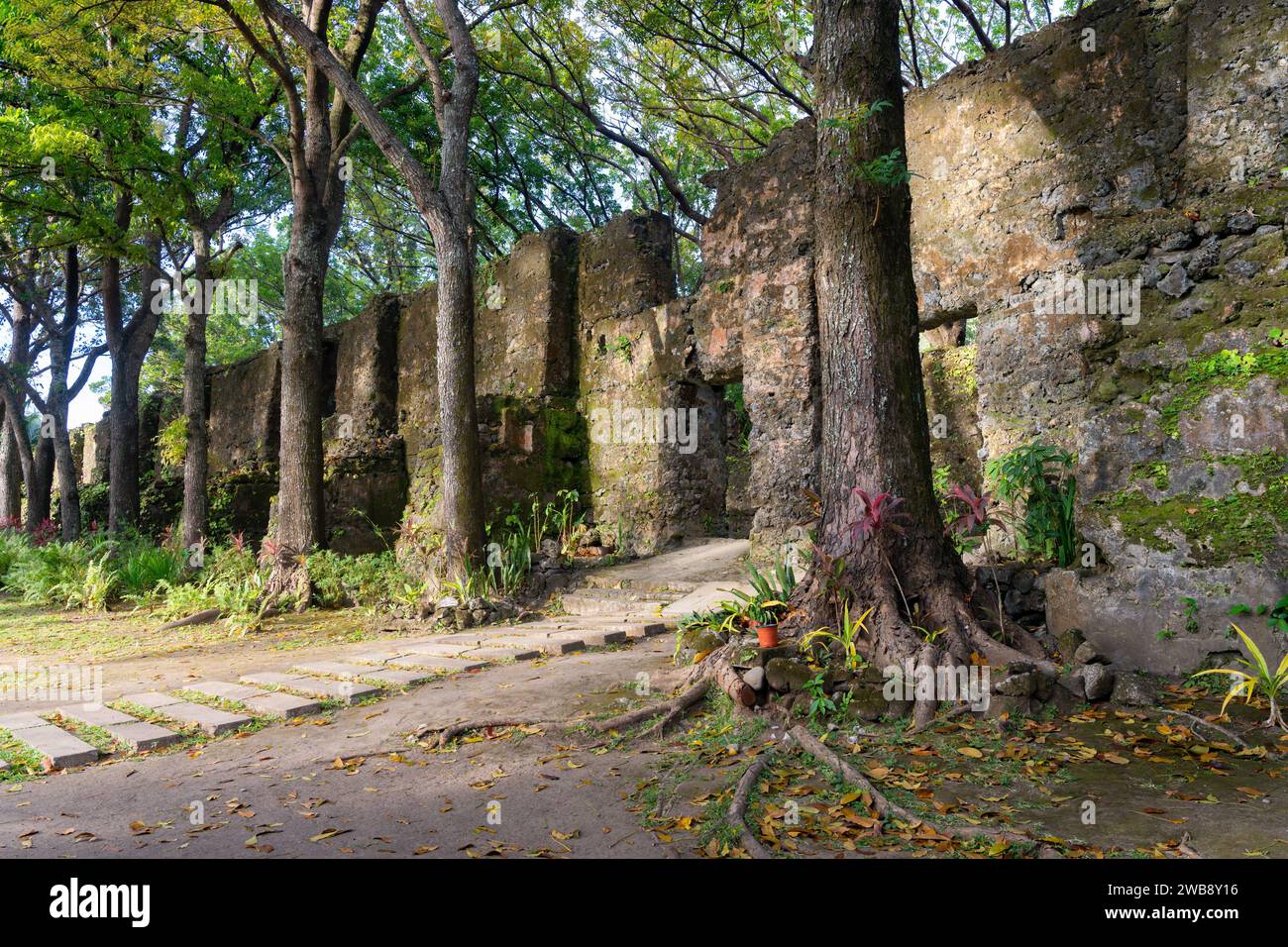 A scenic view of an old Spanish Church Ruins, Camiguin, Philippines ...
