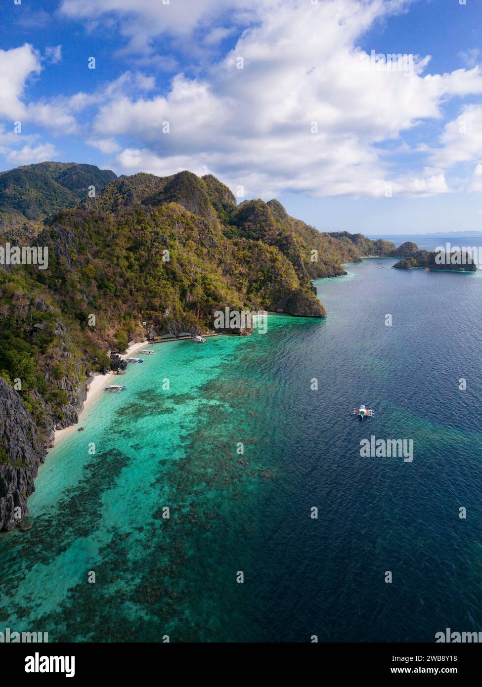 An aerial view of Banul Beach, Coron Island, Philippines Stock Photo ...