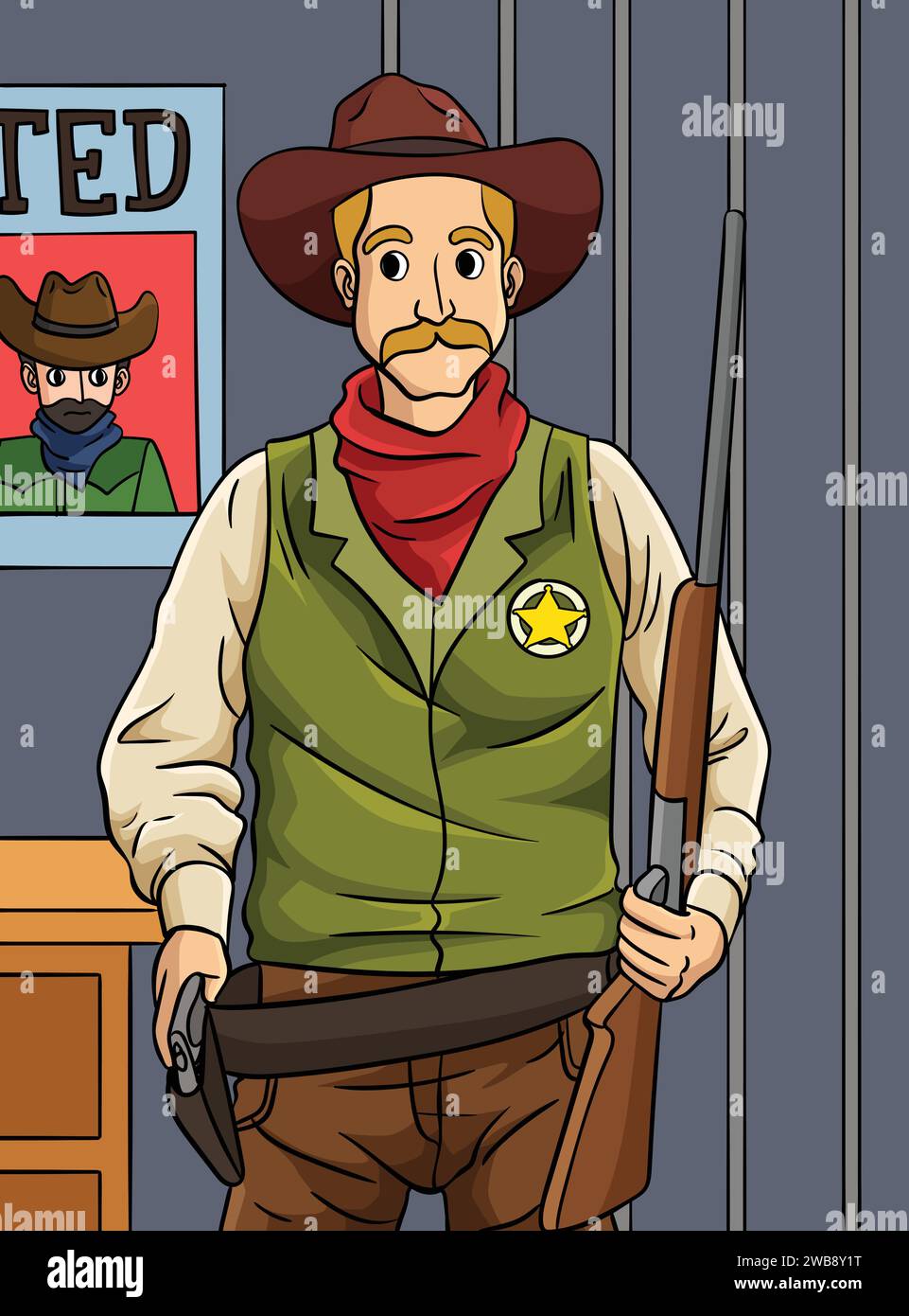Cowboy Sheriff Colored Cartoon Illustration Stock Vector Image & Art ...