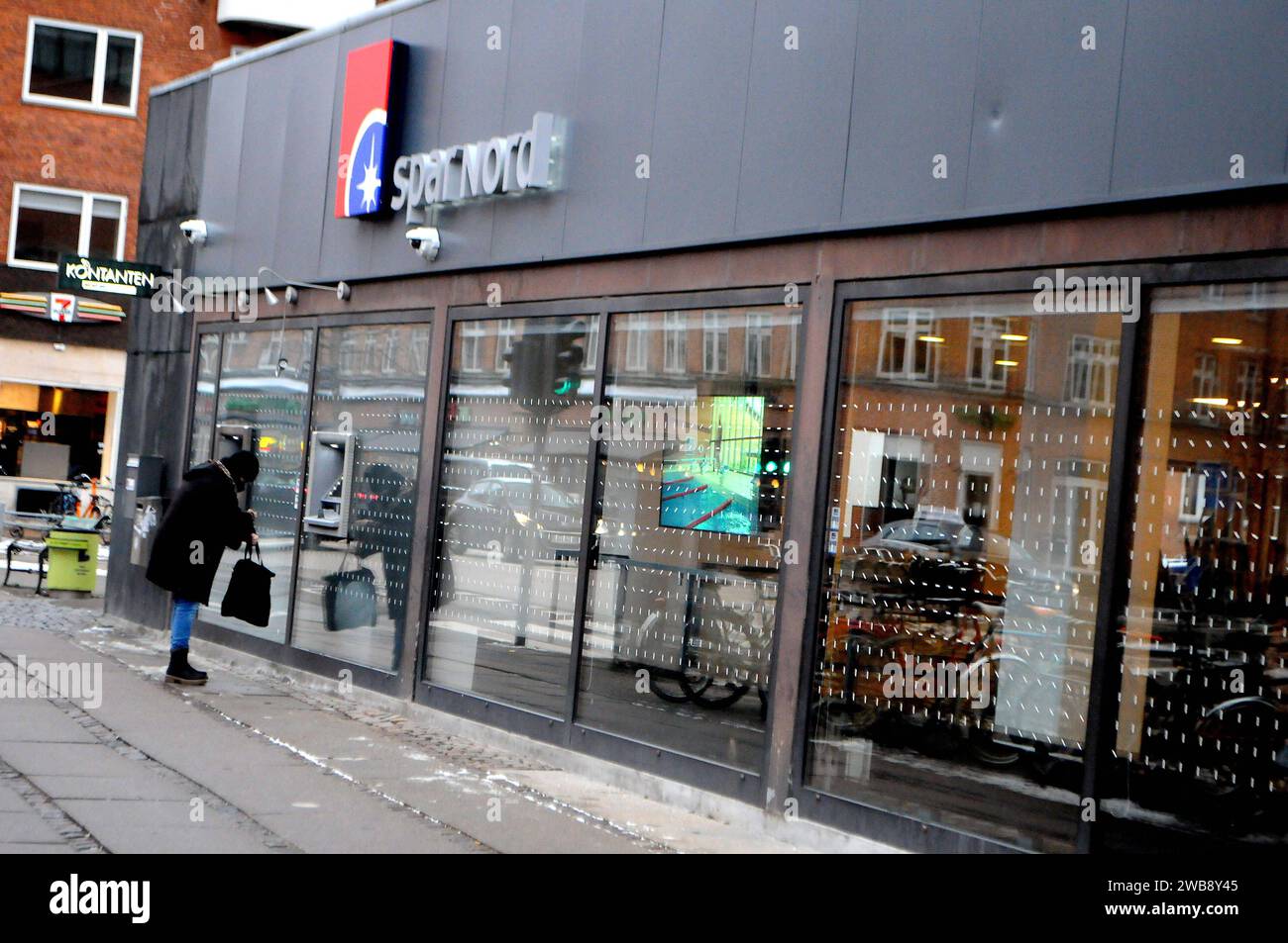 Copenhagen, Denmark /09 January 2024/. Spar nord bank branch building ...