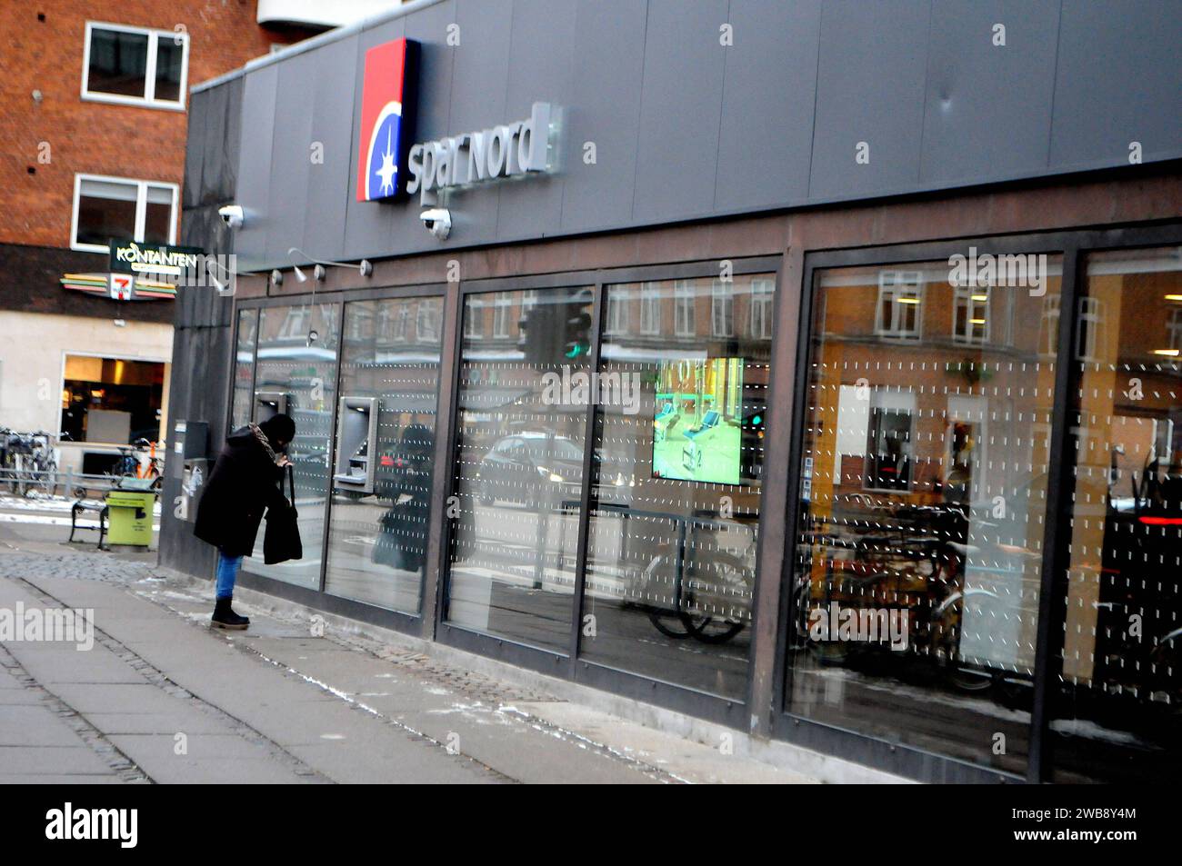 Copenhagen, Denmark /09 January 2024/. Spar nord bank branch building ...
