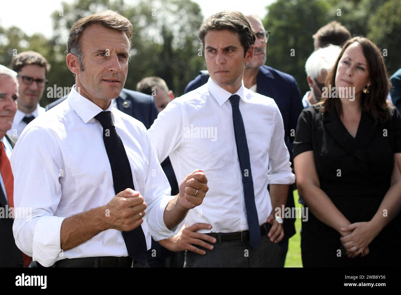 File photo - French President Emmanuel Macron and French Education and ...