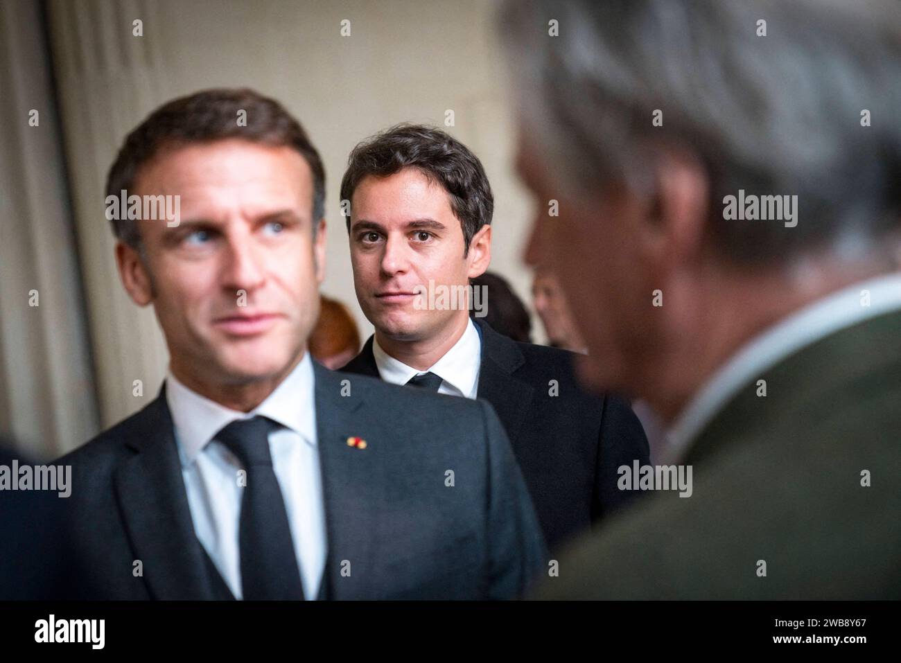 File photo - French President Emmanuel Macron and French Education and ...
