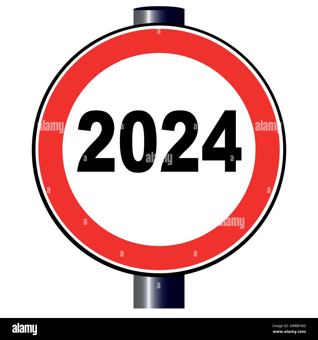 A large round red traffic sign displaying the year 2024 date logo Stock ... A large round red traffic sign displaying the year 2024 date logo Stock ...