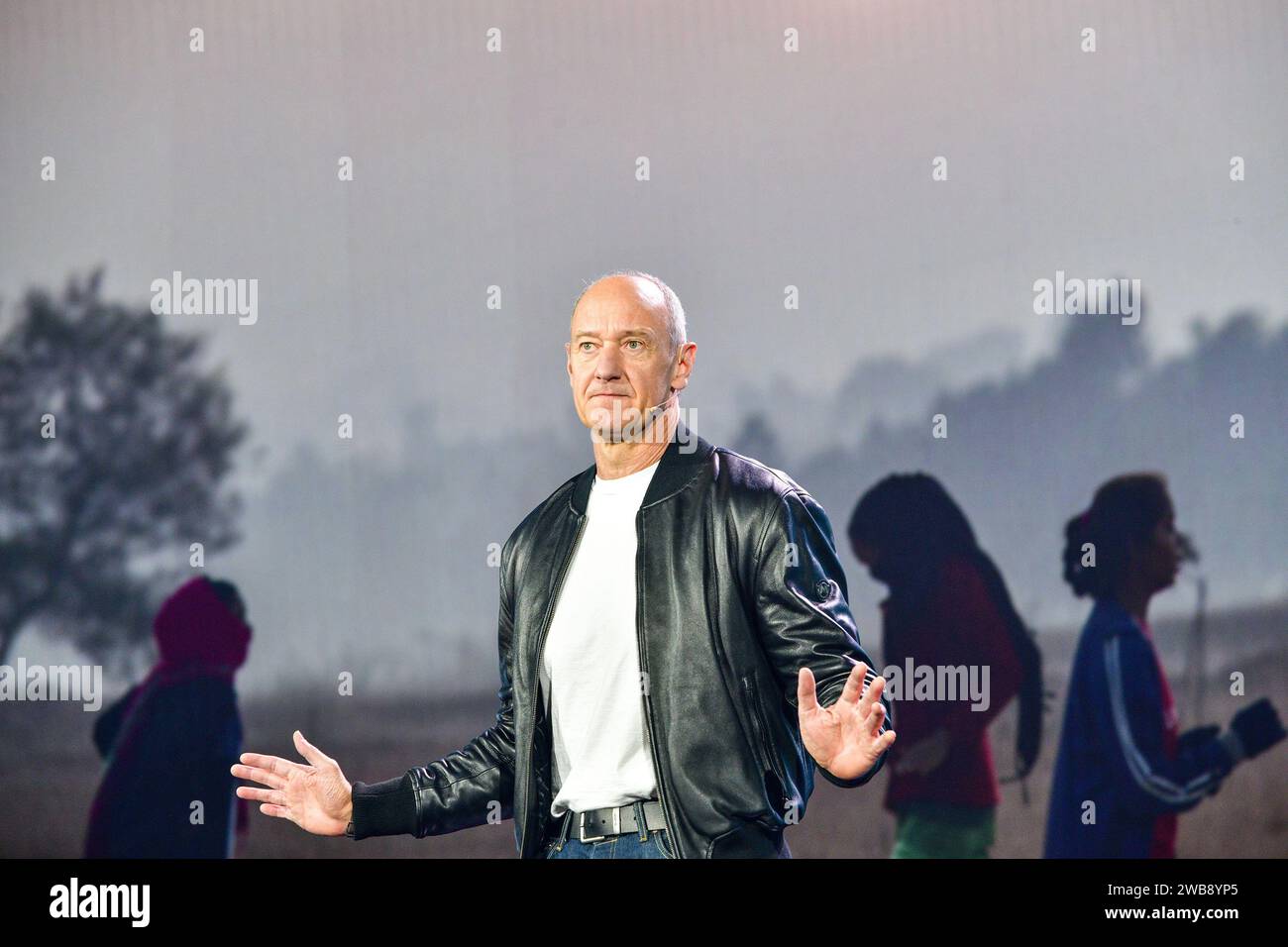 Las Vegas, NV, USA. 8th Jan, 2024. CEO Dr. Roland Busch speaking at ...