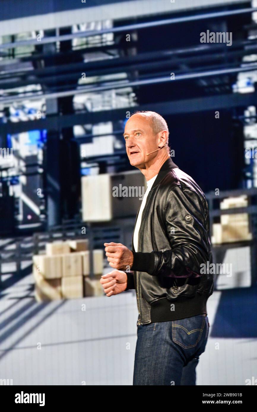 Las Vegas, NV, USA. 8th Jan, 2024. CEO Dr. Roland Busch speaking at ...