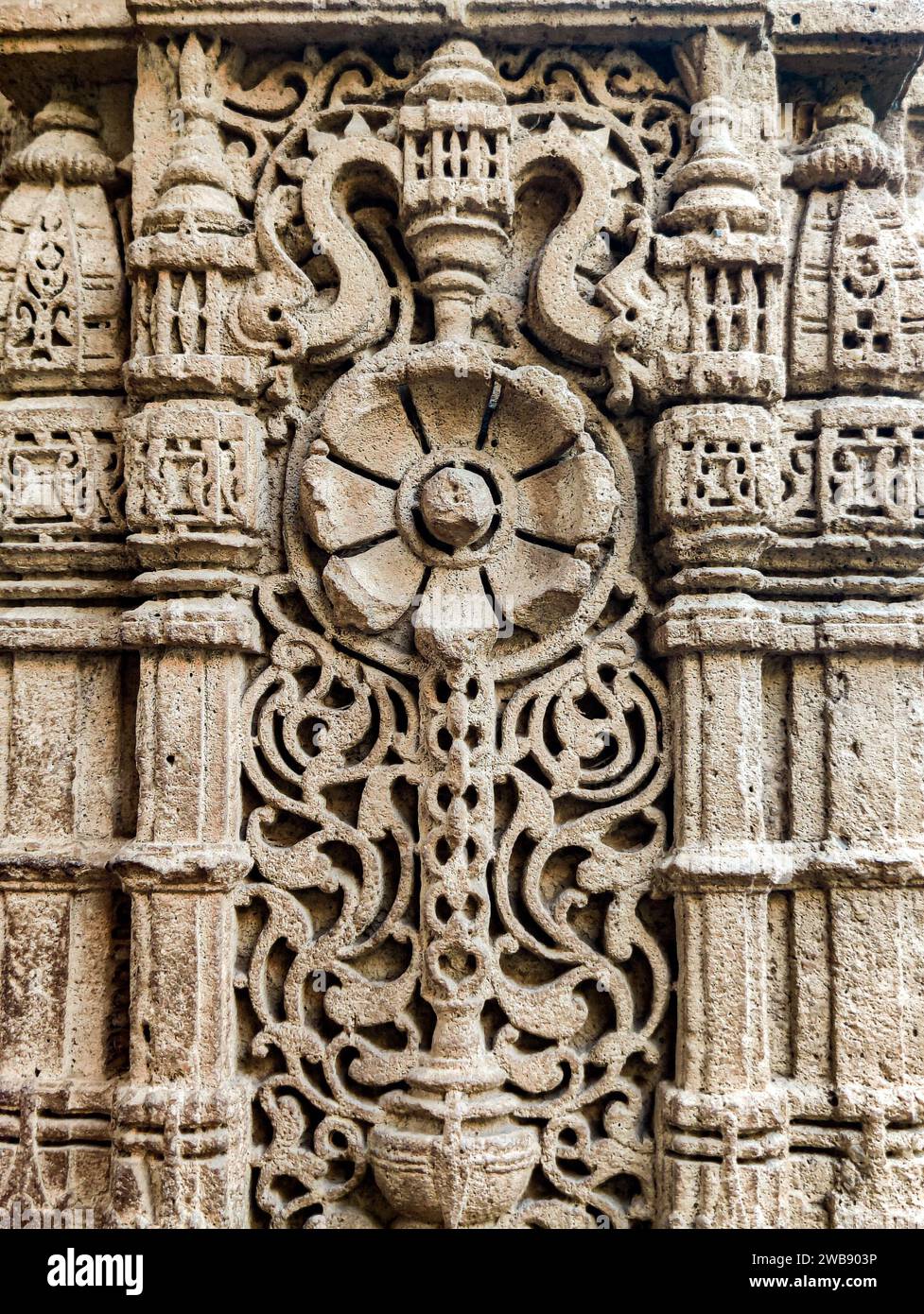 A scenic view of Adalaj Stepwell in Gujarat, India, an architectural ...