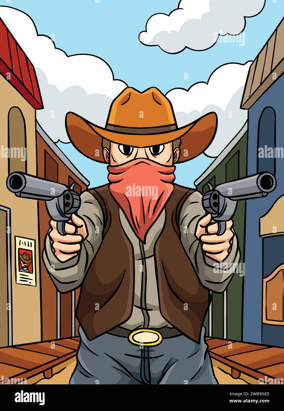 Cowboy pointing gun Stock Vector Images - Alamy