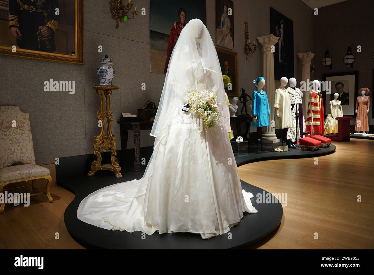 A replica of Princess Margaret's wedding dress, which is part of the ...