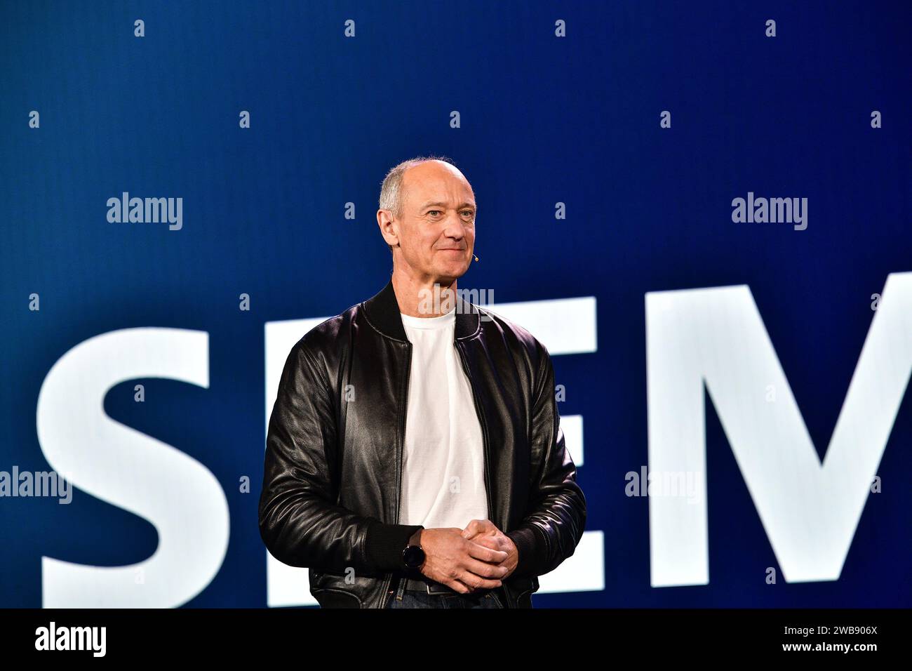 Las Vegas, NV, USA. 8th Jan, 2024. CEO Dr. Roland Busch speaking at ...