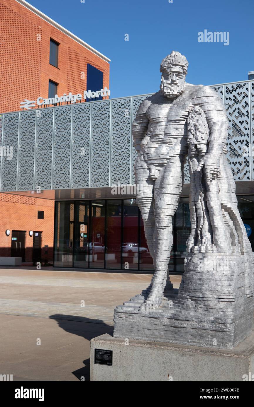 Statue outside North Cambridge Rail Station England. Statue depicting ...