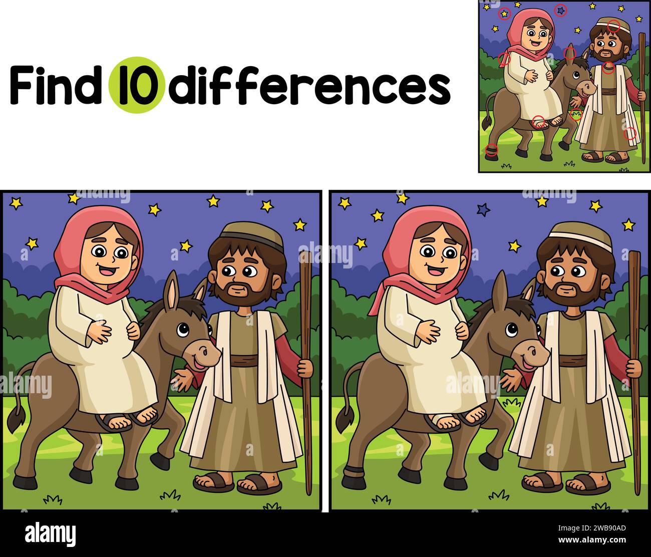 Christian Mary and Joseph Find The Differences Stock Vector Image & Art ...