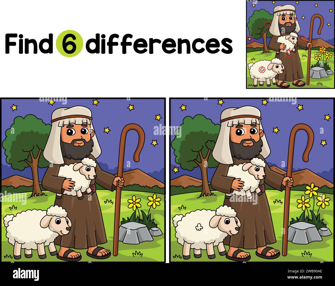 Christian Shepherd Find The Differences Stock Vector Image & Art - Alamy
