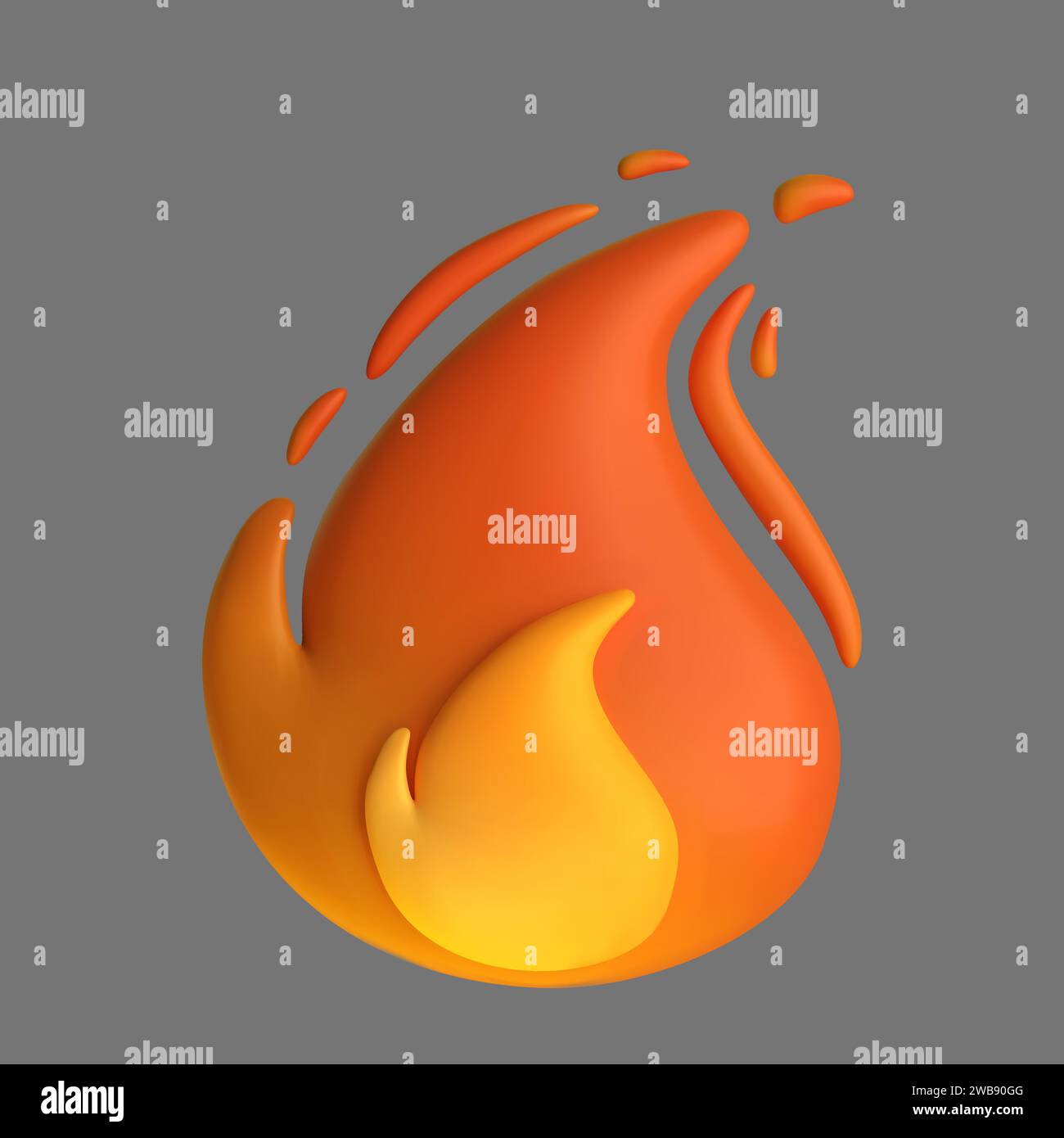 3d fire flame icon isolated on grei background. Vector illustration ...