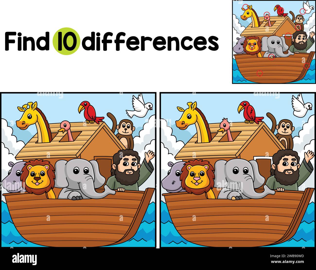 Christian Noahs Ark Find The Differences Stock Vector Image & Art - Alamy