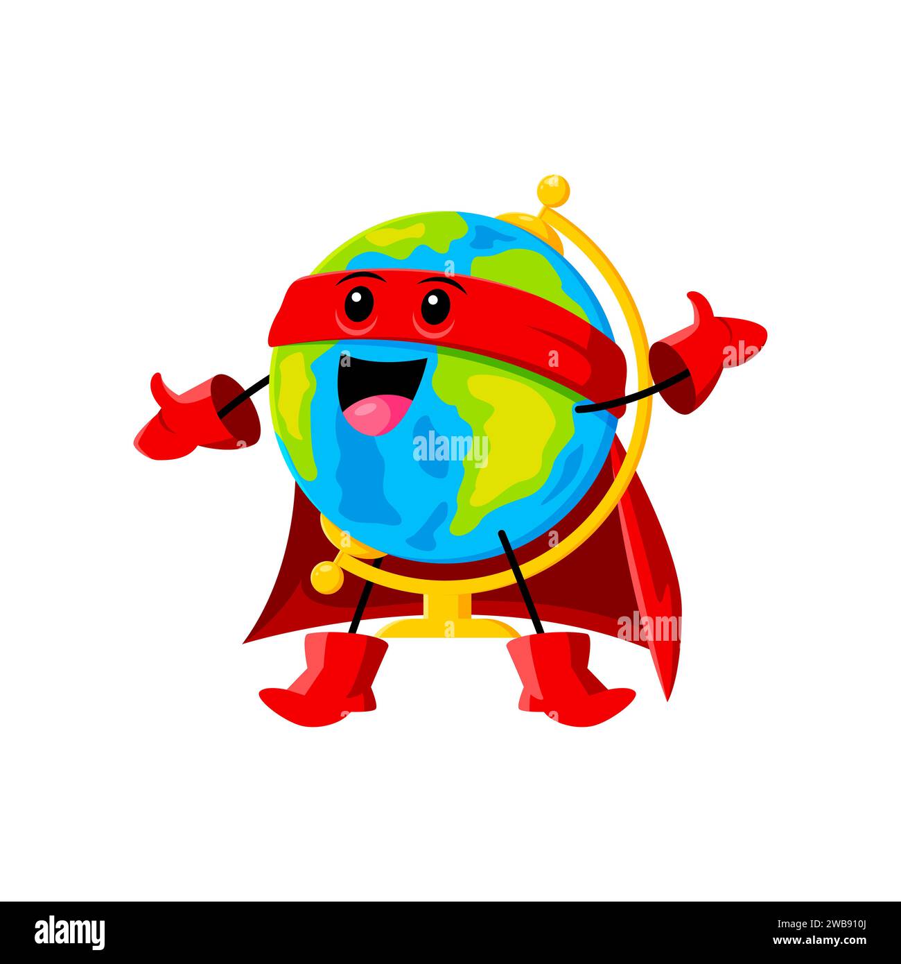 Cartoon globe school supply superhero and defender character. Isolated ...