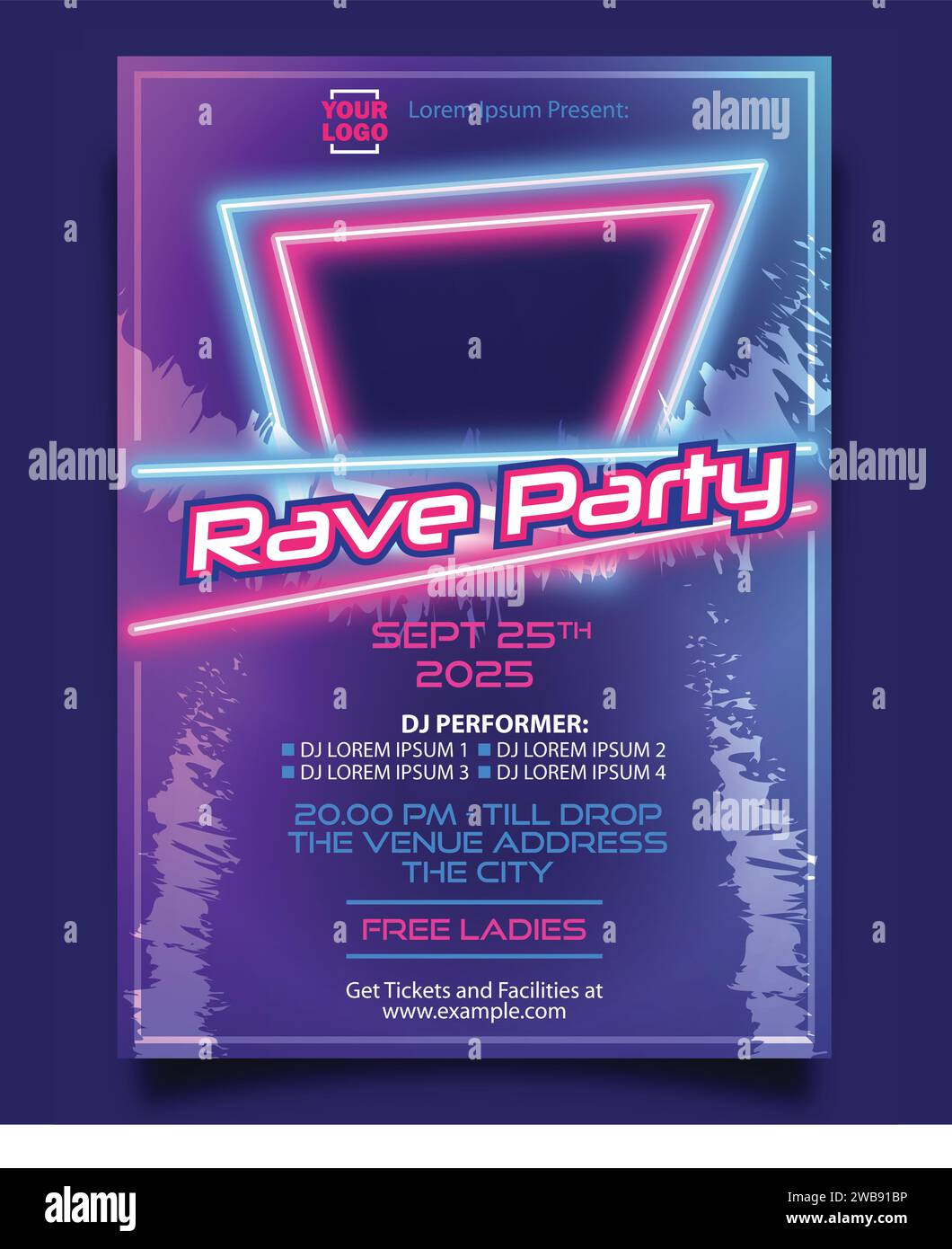 Party Neon Poster Vector Design Stock Vector Image & Art - Alamy