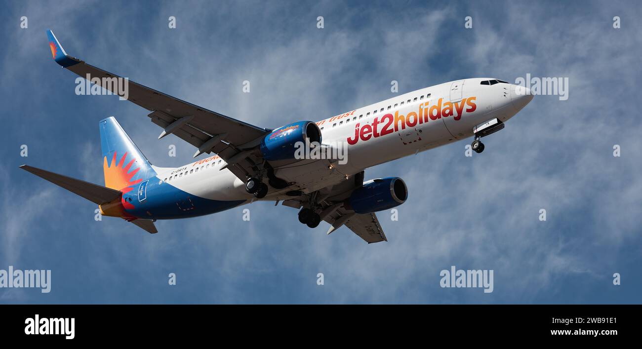 Tenerife, Spain January 3 st, 2024. Boeing 737-85P Jet2 Airlines flies ...