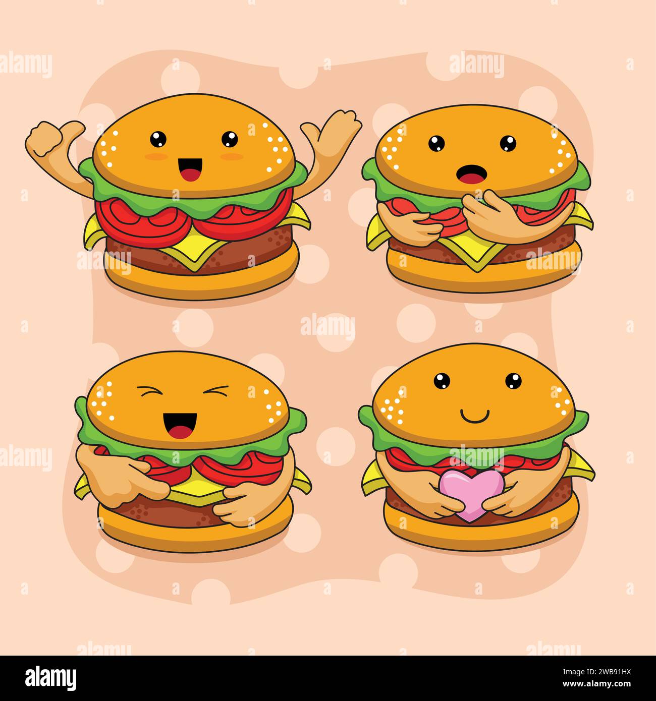 4 Burger Mascot Emoticon Vector Set Design Stock Vector Image & Art - Alamy