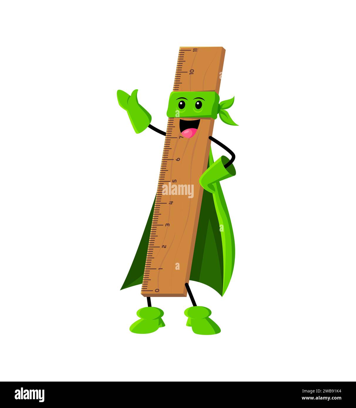 Cartoon ruler school supply superhero and defender character. Isolated ...