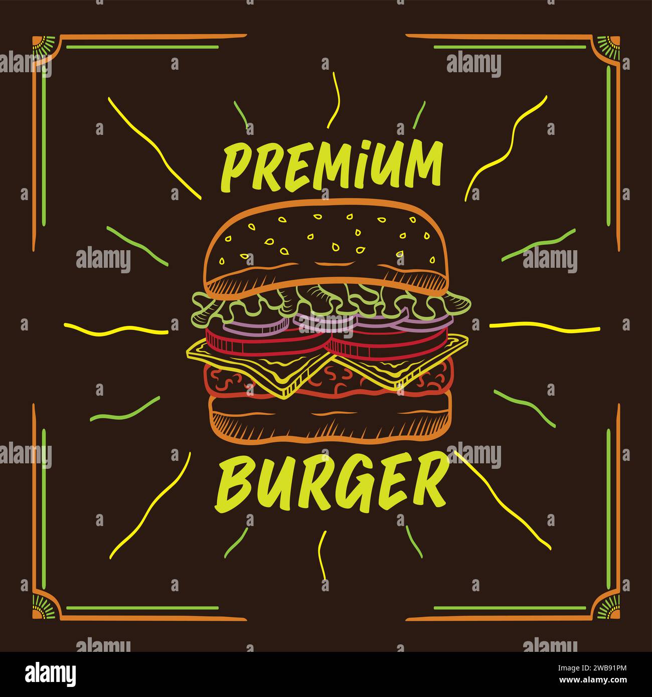 Color Burger Main Image Menu Design Stock Vector Image & Art - Alamy