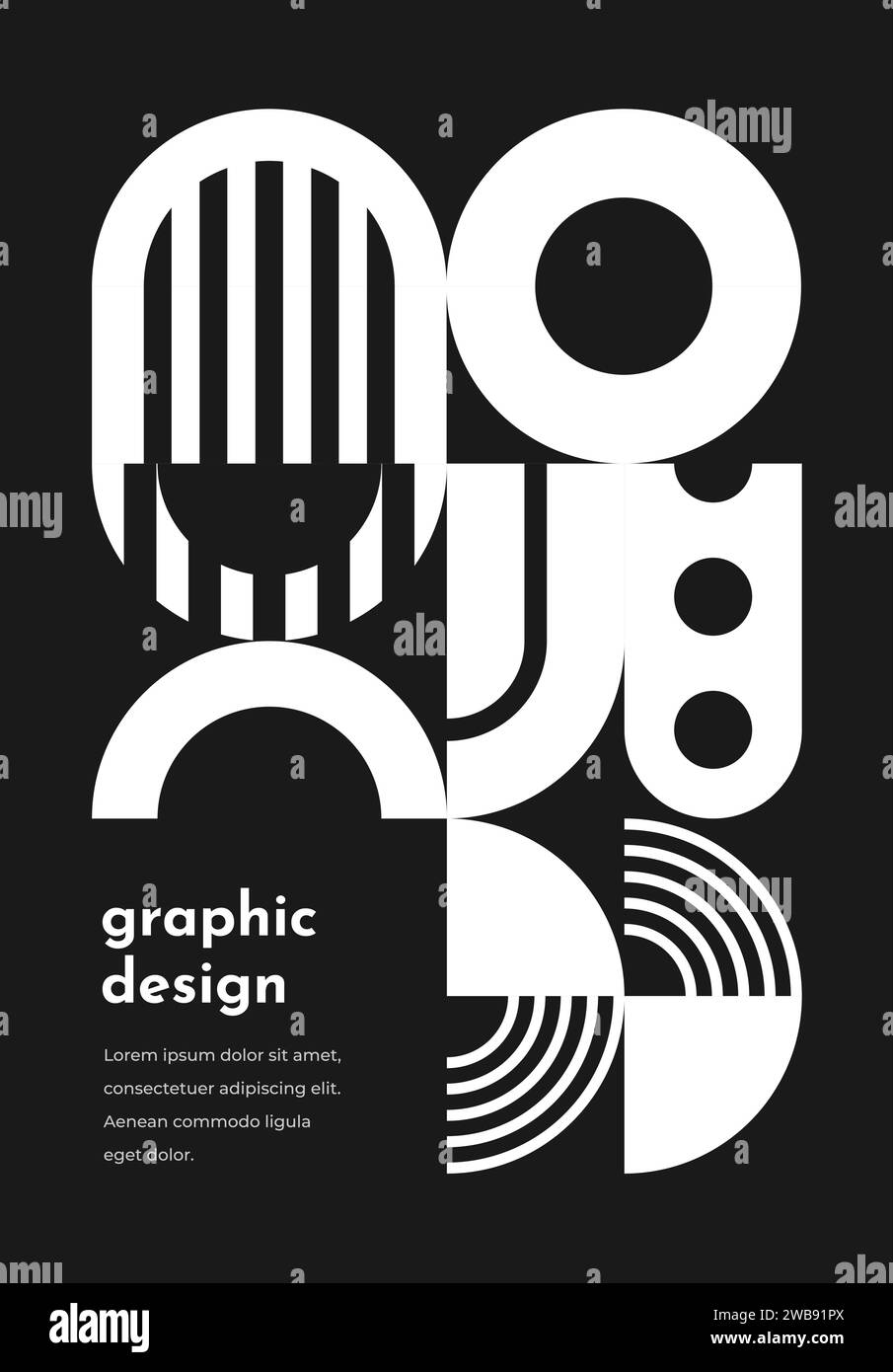 Monochrome abstract Bauhaus geometric pattern poster, vector cover ...