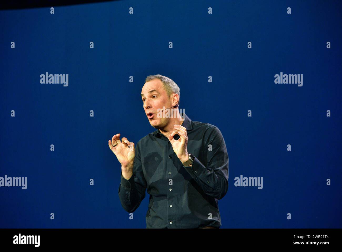 LAS VEGAS, NV - JANUARY 8: Cedrik Neike speaking at Siemens key note ...