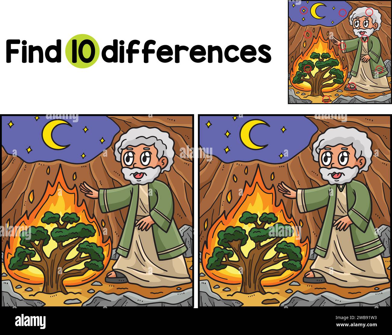 Christian Moses Burning Bush Find The Differences Stock Vector Image ...