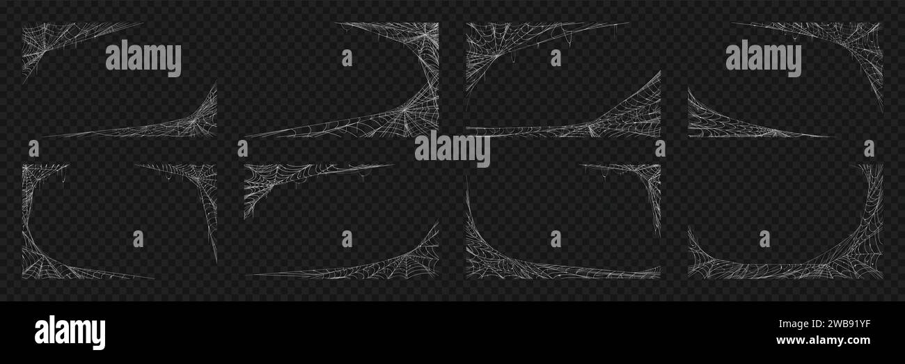 Realistic Halloween spider web or cobwebs for holiday frames and ...