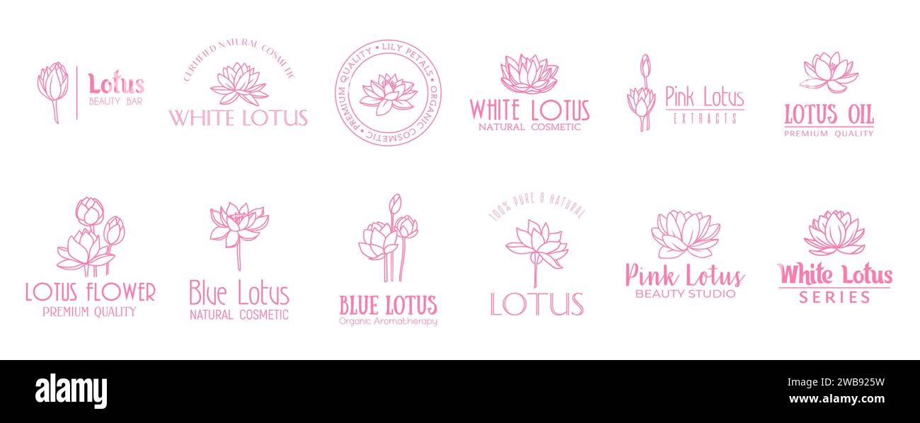 Lotus flower minimal emblem, extract and cosmetics. Isolated vector ...