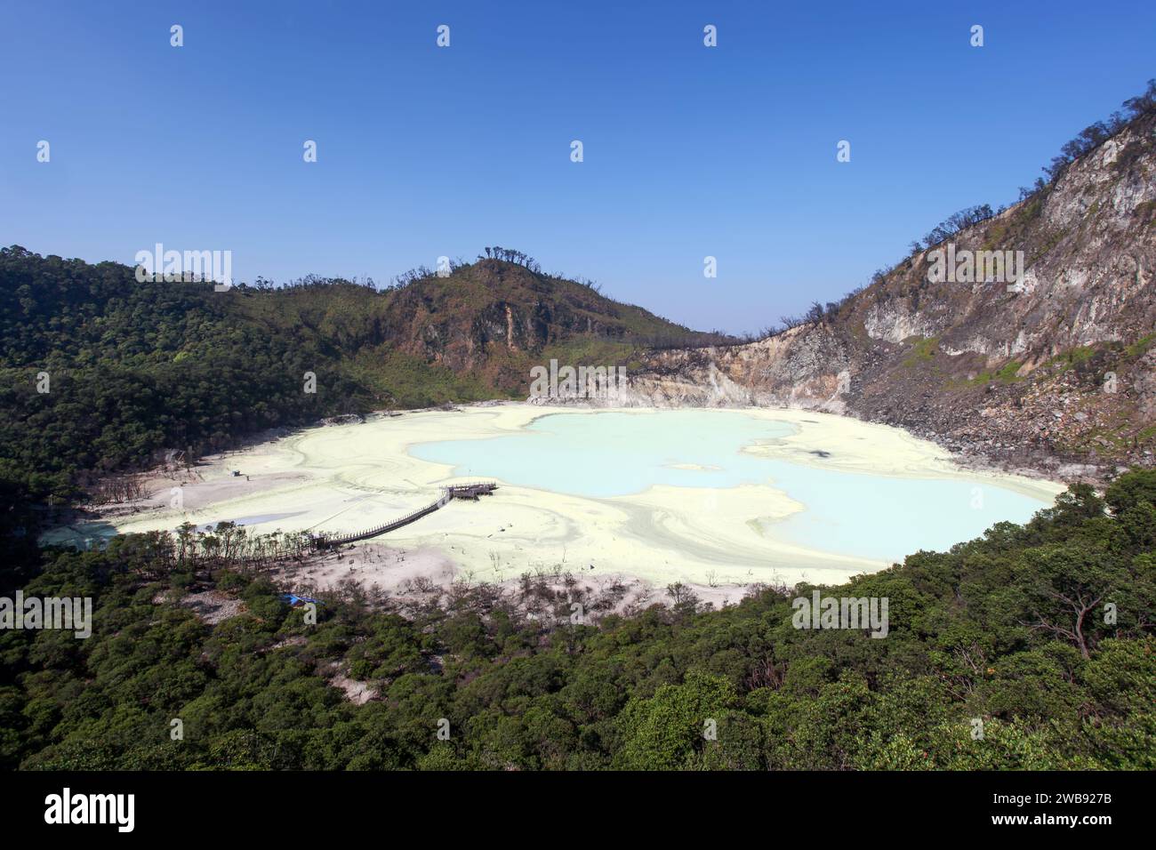Kawah Putih, also known as White Crater, is a volcanic lake near ...