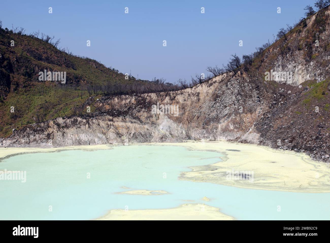 Kawah Putih, also known as White Crater, is a volcanic lake near ...