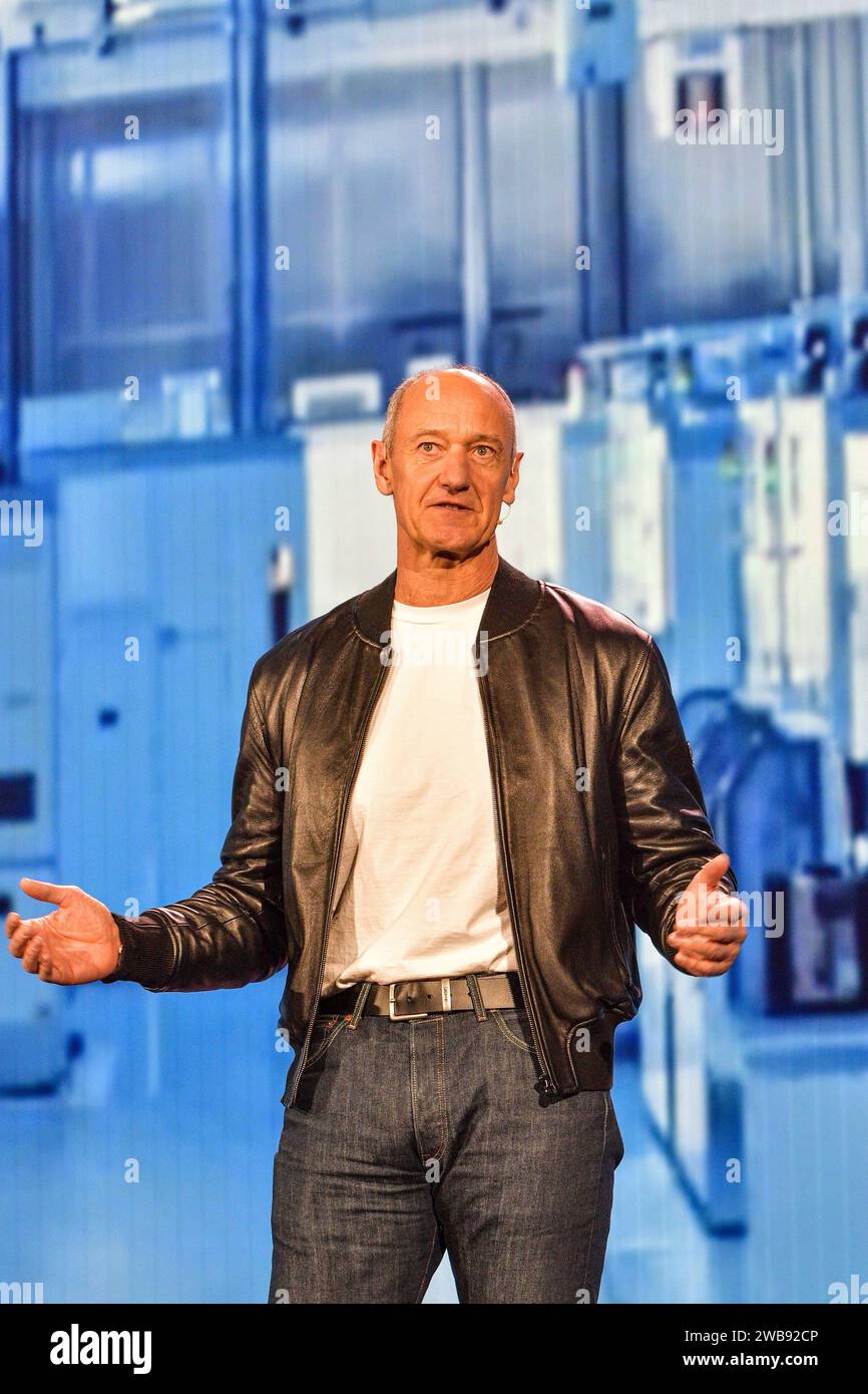 LAS VEGAS, NV - JANUARY 8: CEO Dr. Roland Busch speaking at Siemens key ...