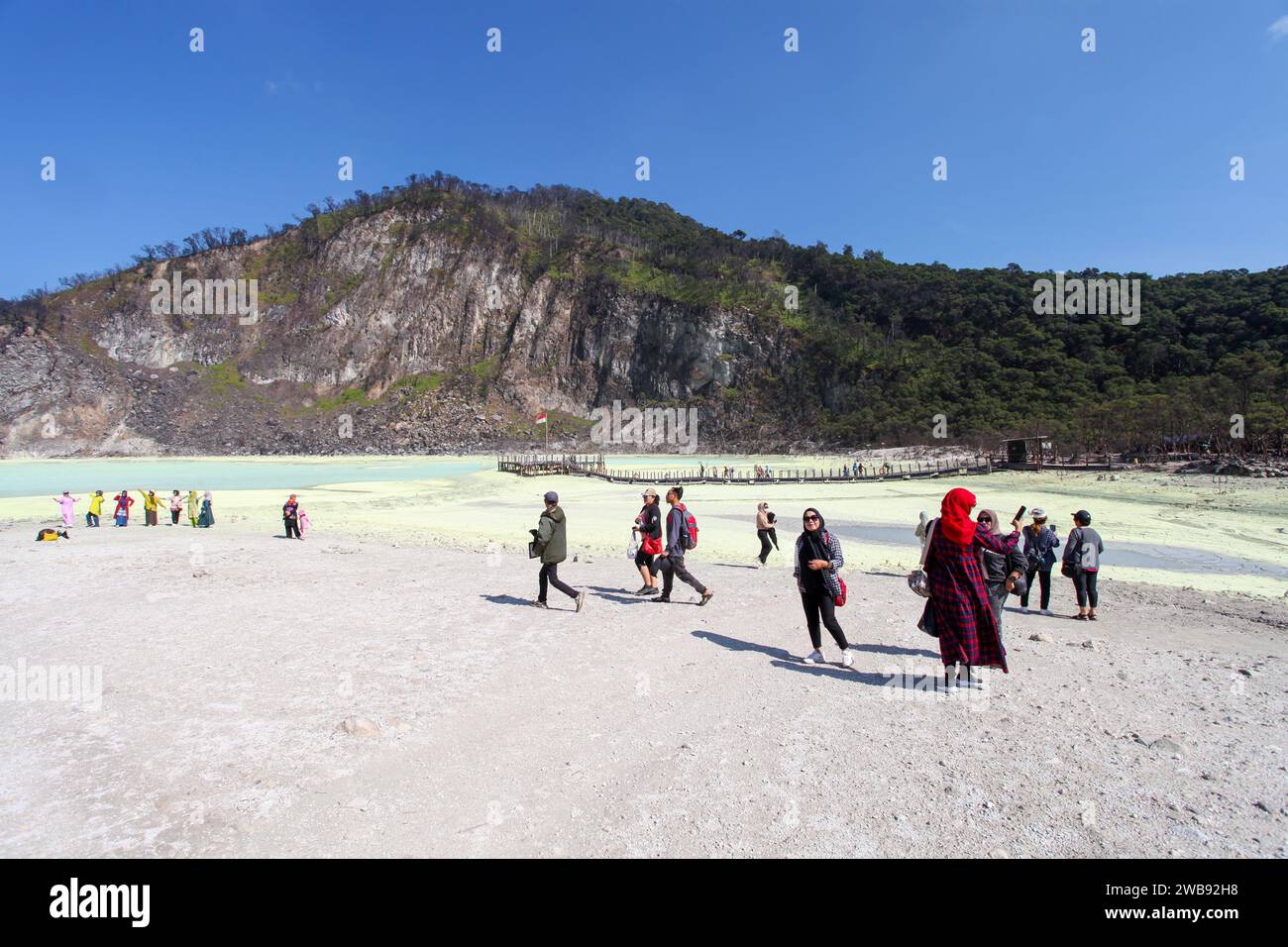 Kawah Putih, also known as White Crater, is a volcanic lake near ...