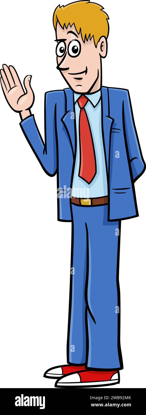 Cartoon illustration of young man comic character in suit Stock Vector ...