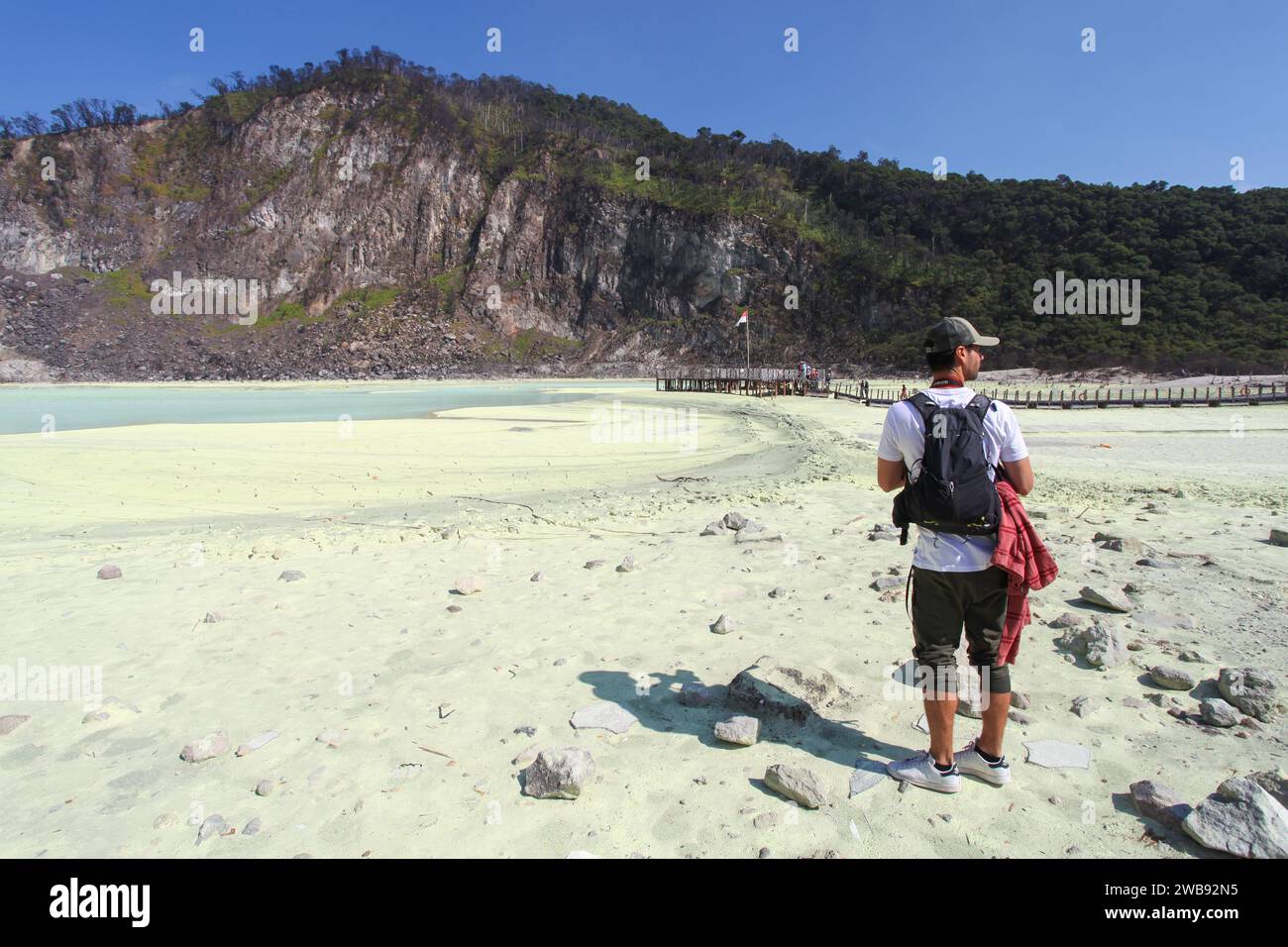Kawah Putih, also known as White Crater, is a volcanic lake near ...