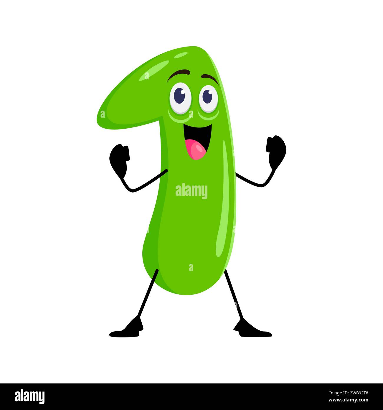 Cartoon math number one character. Isolated vector playful and charming ...