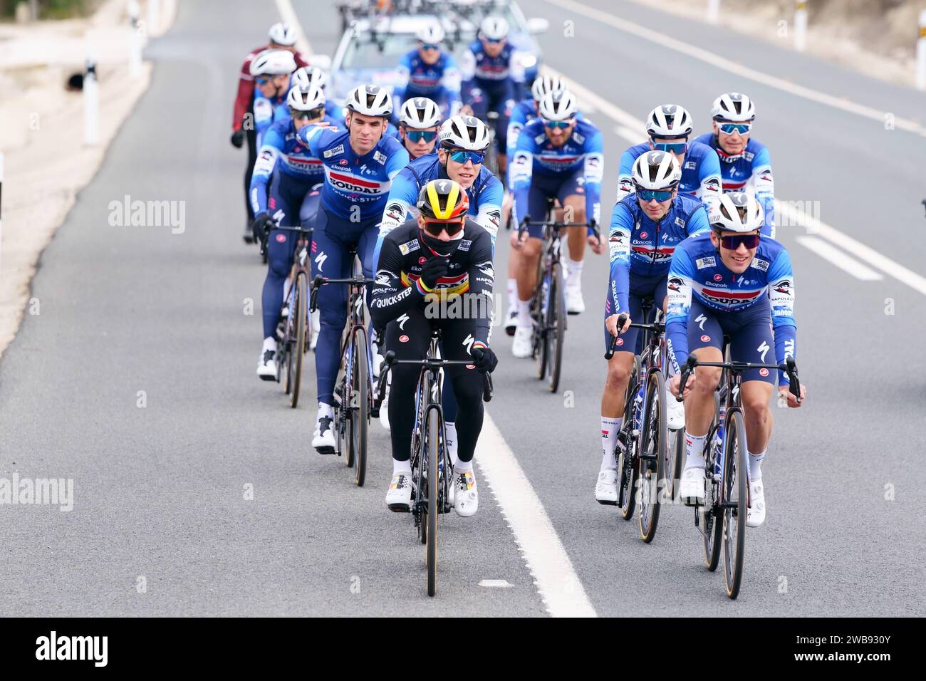 Soudal Quick-Step riders and Belgian Remco Evenepoel pictured during a ...
