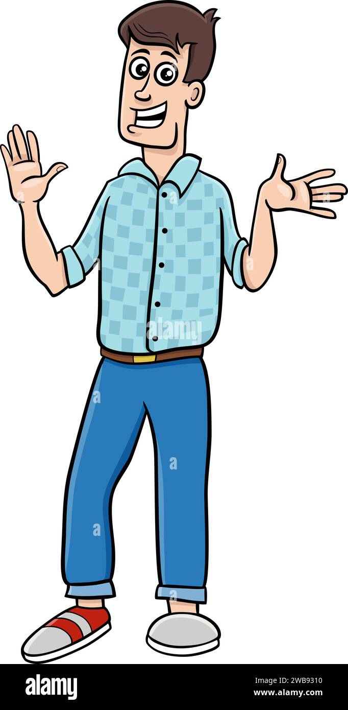 Cartoon illustration of young man or guy comic character Stock Vector ...