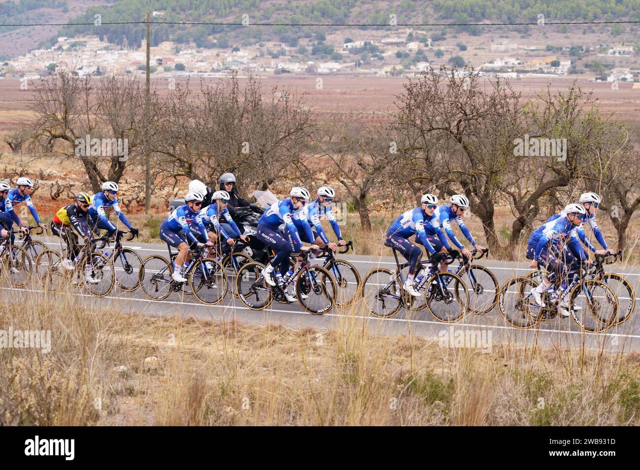 Soudal Quick-Step riders pictured during a training ride at the media ...
