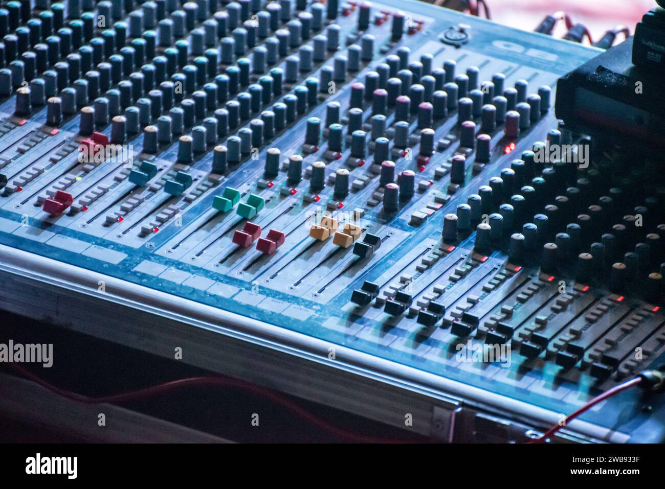 Sound engineer using mixing console to produce a sound track Stock ...