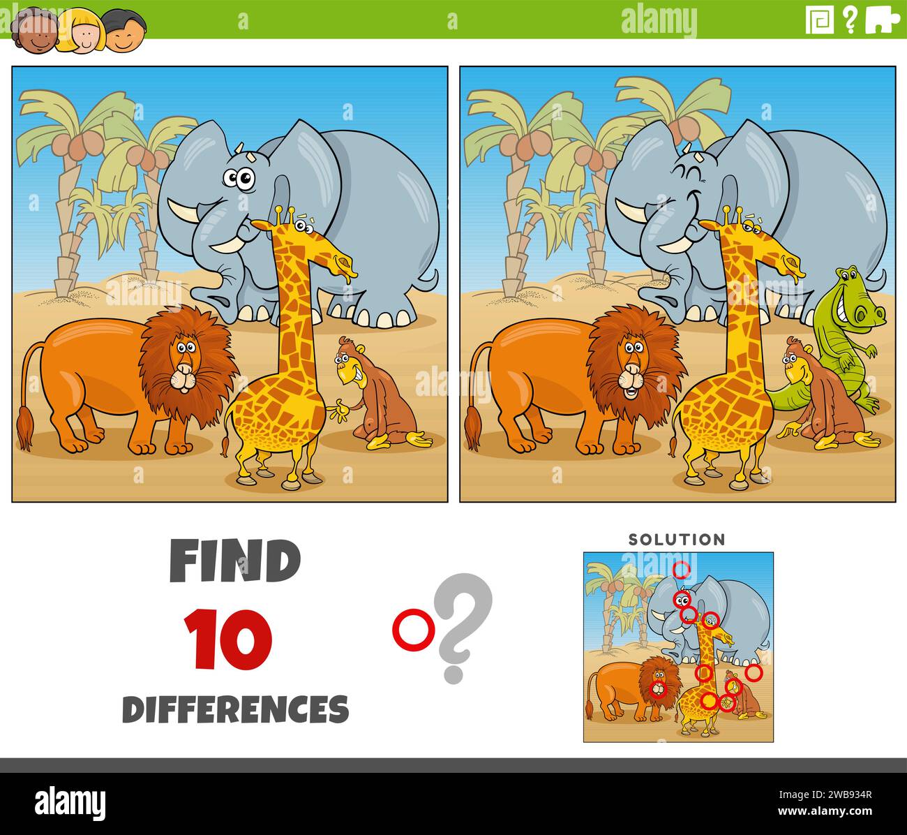 Cartoon illustration of finding the differences between pictures ...